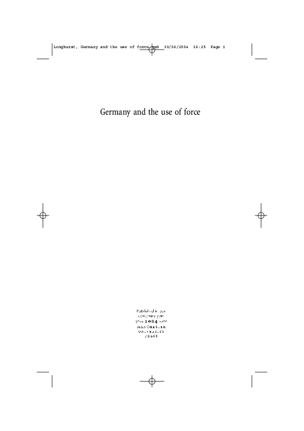 (PDF) Germany and the use of force: The Evolution of German Security ...
