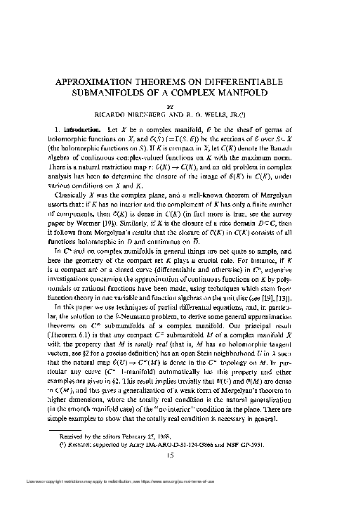 (PDF) Approximation theorems on differentiable submanifolds of a ...