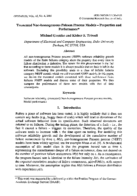 (PDF) Truncated Non-homogeneous Poisson Process Models — Properties and Performance