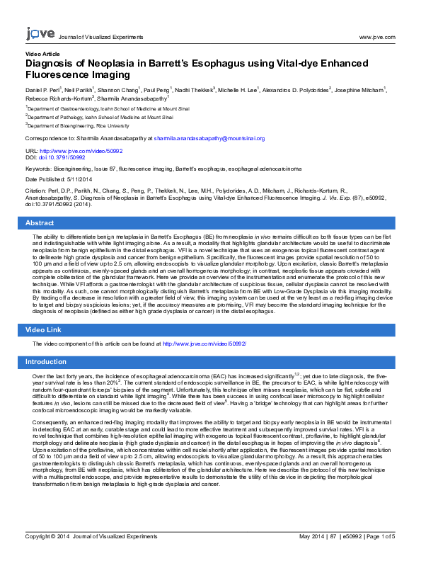 (PDF) Diagnosis of Neoplasia in Barrett’s Esophagus using Vital-dye ...