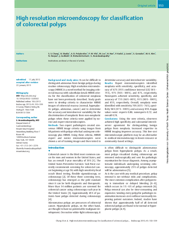 (PDF) High resolution microendoscopy for classification of colorectal ...