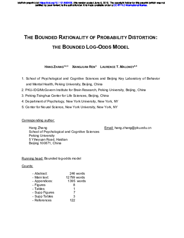 (PDF) The bounded rationality of probability distortion
