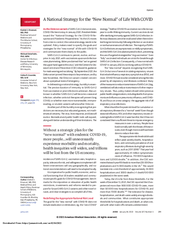 (PDF) A National Strategy for the “New Normal” of Life With COVID ...
