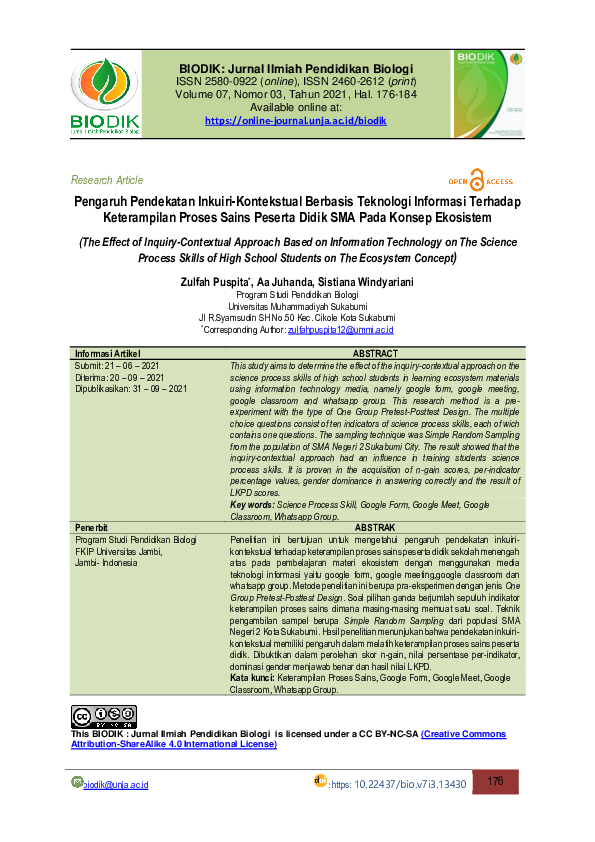 (PDF) Pengaruh Pendekatan Inkuiri-Kontekstual Berbasis Teknologi Informasi Terhadap Keterampilan ...