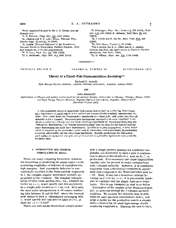 (PDF) Theory of a Fixed-Pole Pomeranchukon Bootstrap