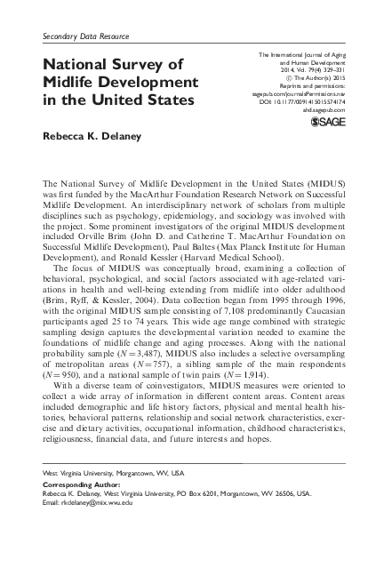 (PDF) National Survey of Midlife Development in the United States ...