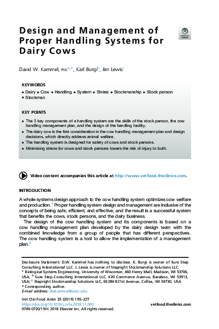 (PDF) Design and Management of Proper Handling Systems for Dairy Cows