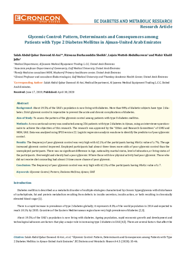(PDF) Glycemic Control: Pattern, Determinants and Consequences ...