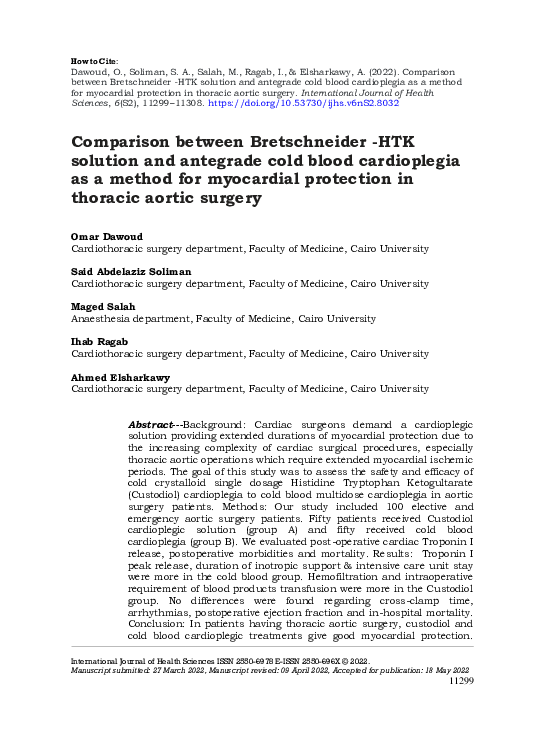 (PDF) Comparison between Bretschneider -HTK solution and antegrade cold ...