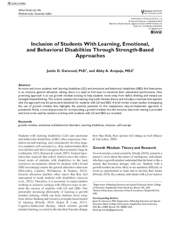 (PDF) Inclusion of Students With Learning, Emotional, and Behavioral ...