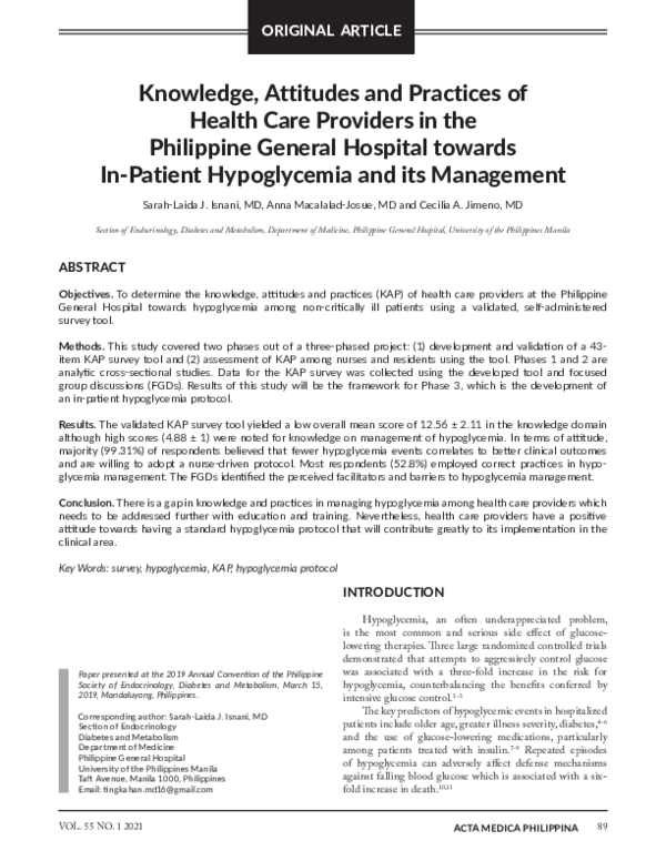 (PDF) Knowledge, Attitudes and Practices of Health Care Providers in the Philippine General ...