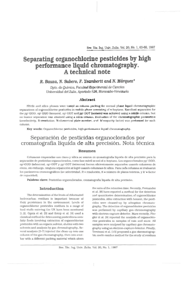 (PDF) Separating organochlorine pesticides by high performance liquid chromatography. A ...
