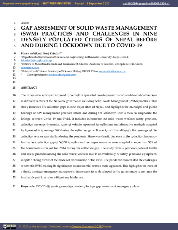 (PDF) Gap Assesment of Solid Waste Management (SWM) Practices and ...