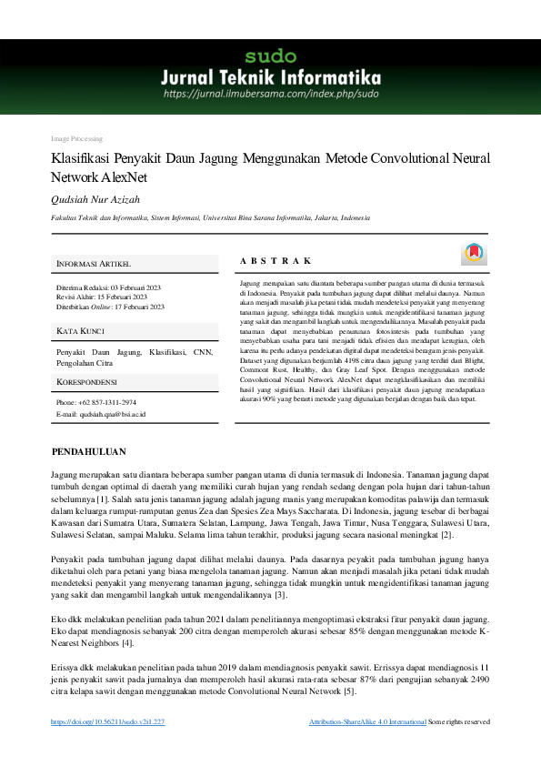 (PDF) Klasifikasi Penyakit Daun Jagung Menggunakan Metode Convolutional ... (PDF) Klasifikasi Penyakit Daun Jagung Menggunakan Metode Convolutional ...