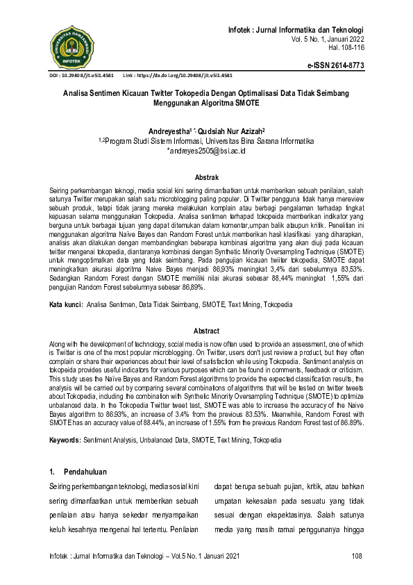 (PDF) Analisa Sentimen Kicauan Twitter Tokopedia Dengan Optimalisasi ...