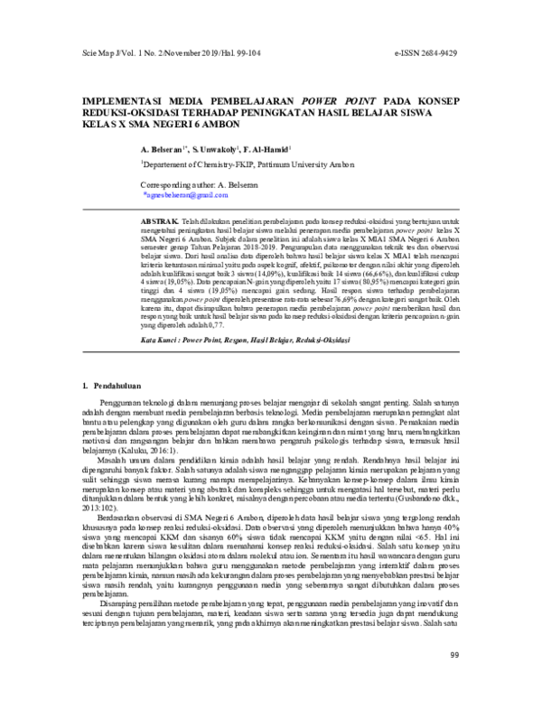 (PDF) Implementasi Media Pembelajaran Power Point Pada Konsep Reduksi-Oksidasi Terhadap ...