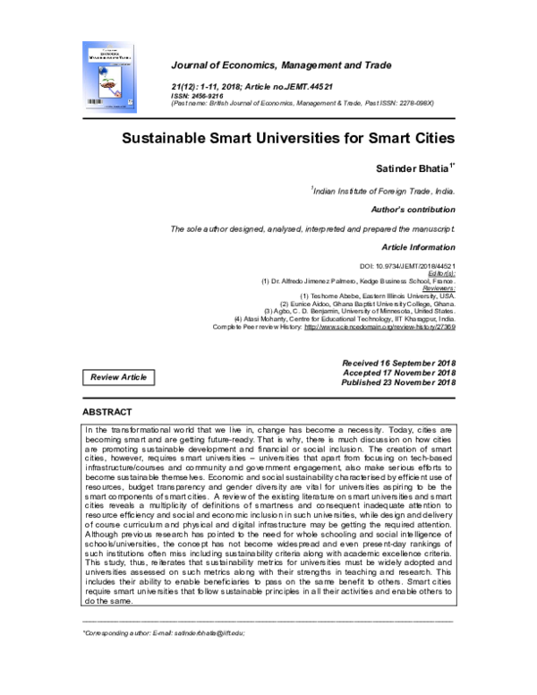 (PDF) Sustainable Smart Universities for Smart Cities