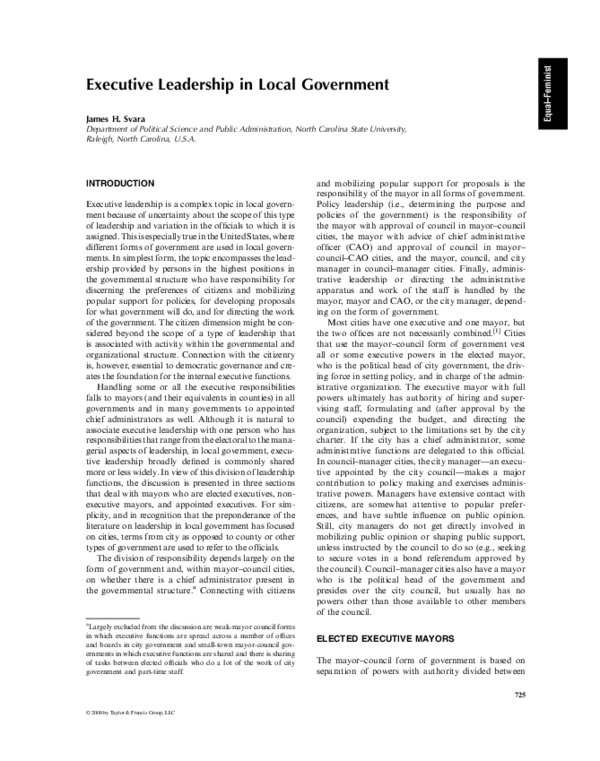 (PDF) Executive Leadership in Local Government