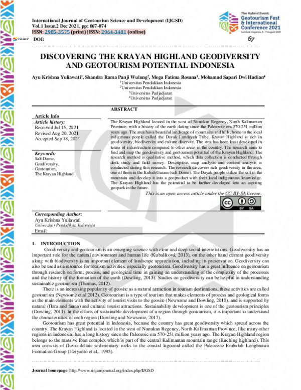 (PDF) Discovering the Krayan Highland Geodiversity and Geotourism ...