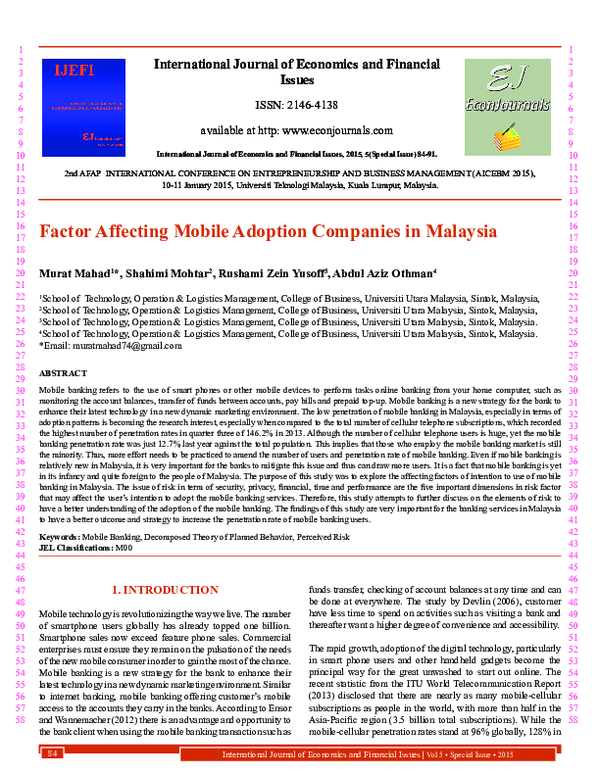 (PDF) Factor affecting mobile adoption companies in Malaysia