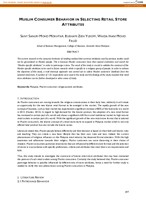 (PDF) Muslim consumer behavior in selecting retail store attributes