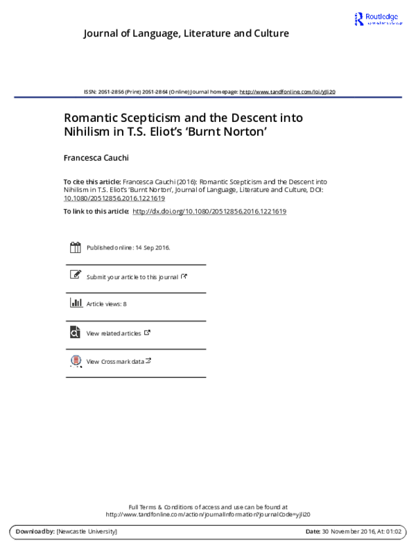 (PDF) Romantic Scepticism and the Descent into Nihilism in T.S. Eliot’s ...