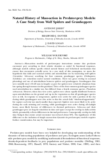 (PDF) Natural History of Mass-action in Predator-prey Models: A Case ...