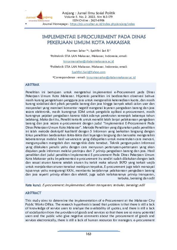 (PDF) Implementasi E-Procurement Pada Dinas Pekerjaan Umum Kota Makassar