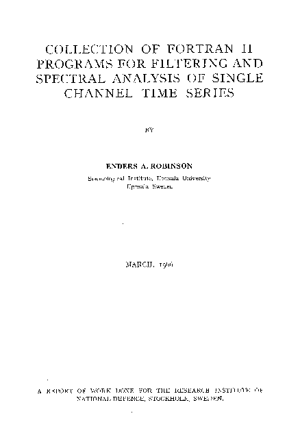 (PDF) Collection of Fortran II Programs for Filtering and Spectral Analysis of Single Channel ...