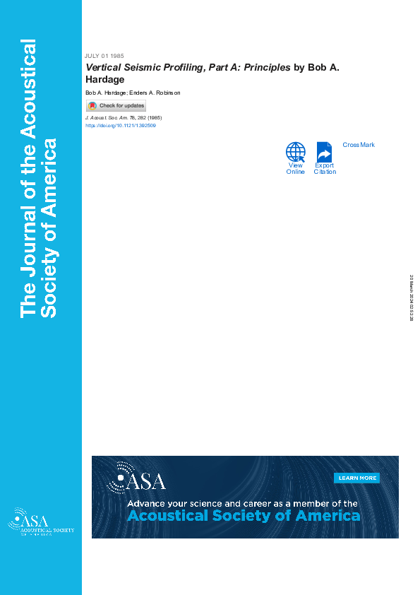 (PDF) Vertical Seismic Profiling, Part A: Principles by Bob A. Hardage
