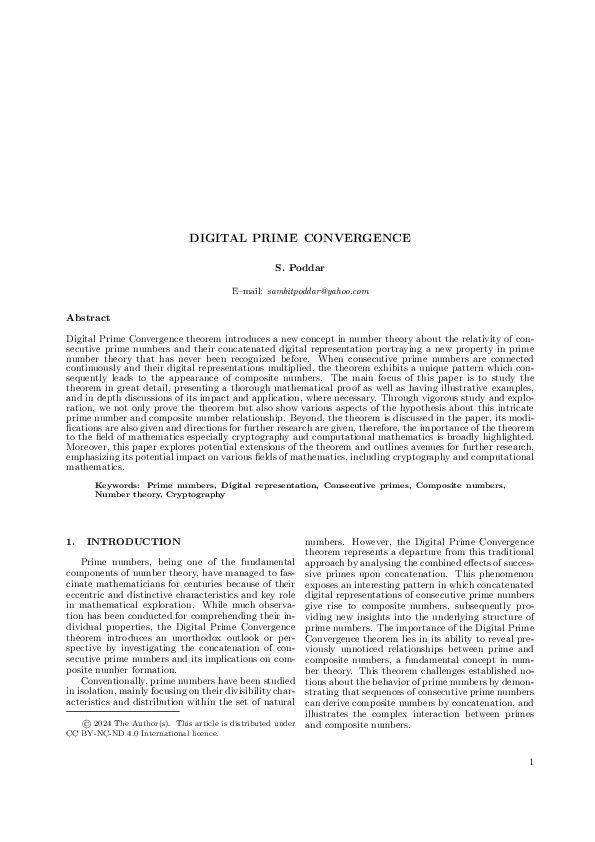 (PDF) Digital Prime Convergence: Exploring Prime Number Concatenation