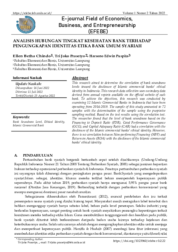 (PDF) Analisis Hubungan Tingkat Kesehatan Bank Terhadap Pengungkapan Identitas Etika Bank Umum ...