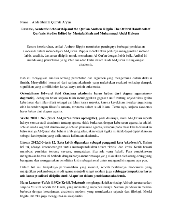 (PDF) Nama : Andi Ghariza Qurrata A'yun Resume, Academic Scholarship ...