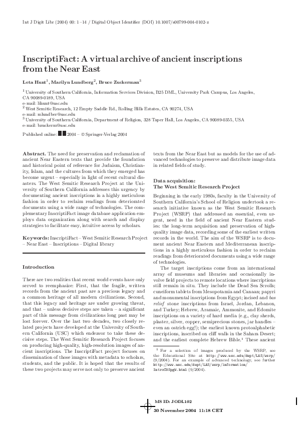 (PDF) InscriptiFact: A virtual archive of ancient inscriptions from the Near East