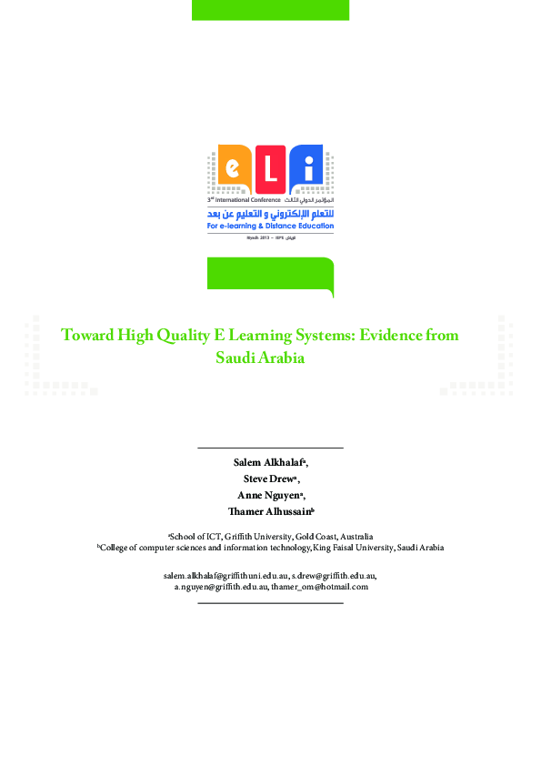 (PDF) [PDF]Toward High Quality E Learning Systems: Evidence from