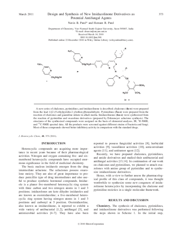 (PDF) Design and synthesis of new imidazolinone derivatives as potential antifungal agents