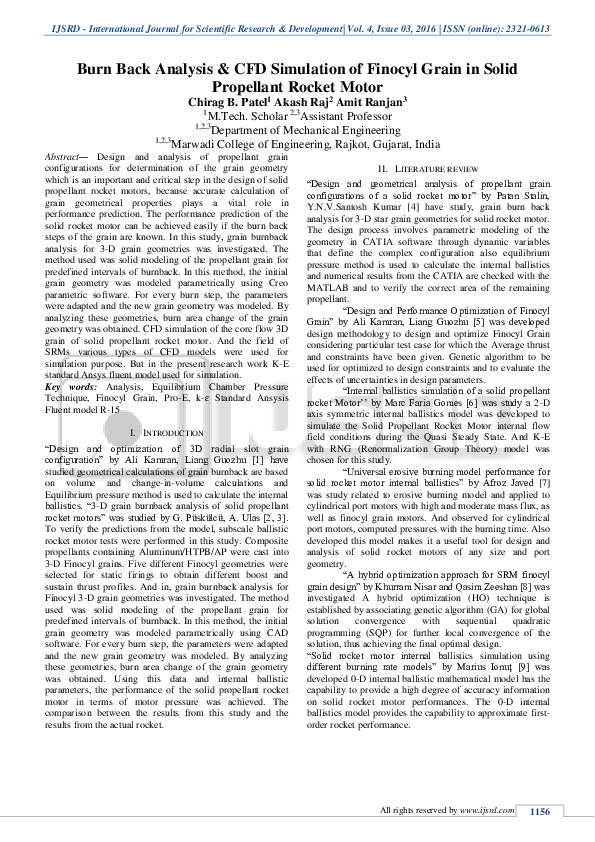(PDF) Burn Back Analysis & CFD Simulation of Finocyl Grain in Solid Propellant Rocket Motor