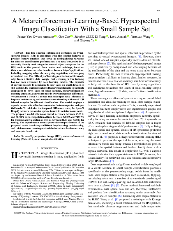 (PDF) A Metareinforcement-Learning-Based Hyperspectral Image Classification With a Small Sample Set