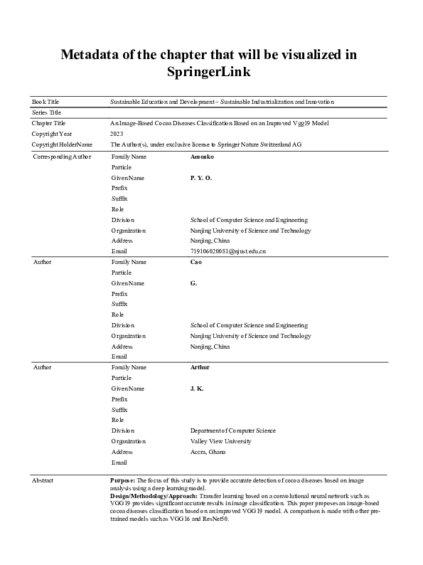 (PDF) Metadata of the chapter that will be visualized in SpringerLink