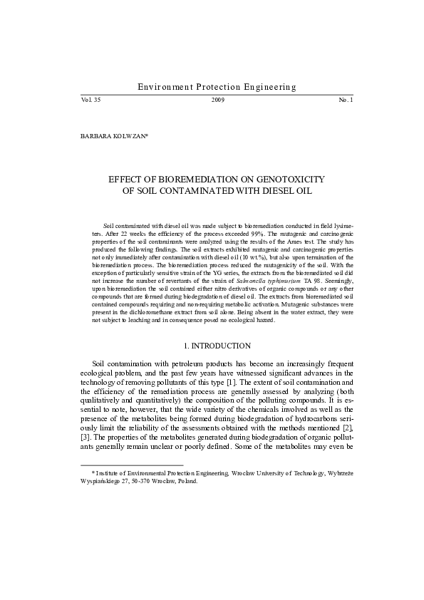 (PDF) Effect of bioremediation on genotoxicity of soil contaminated ...