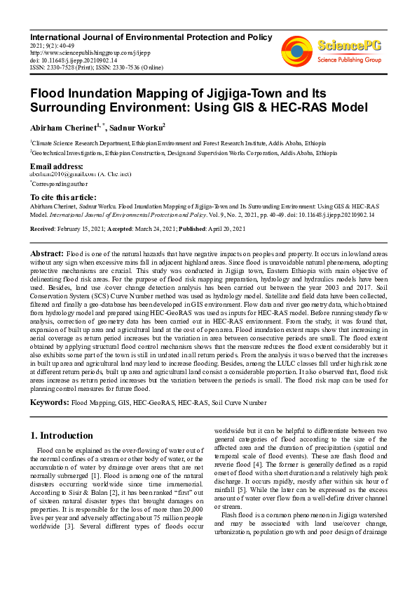 (PDF) Flood Inundation Mapping of Jigjiga-Town and Its Surrounding Environment: Using GIS & HEC ...