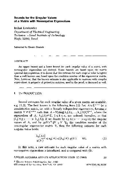 (PDF) Bounds for the singular values of a matrix with nonnegative eigenvalues