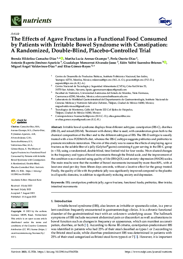 (PDF) The Effects of Agave Fructans in a Functional Food Consumed by ...