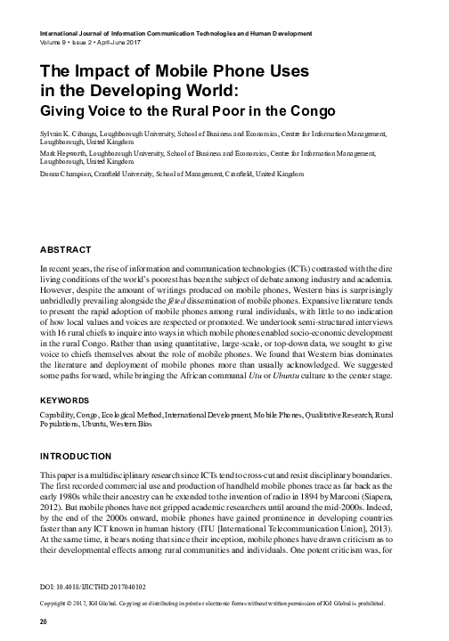 (PDF) The Impact of Mobile Phone Uses in the Developing World