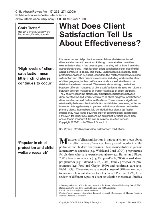 (PDF) What does client satisfaction tell us about effectiveness?