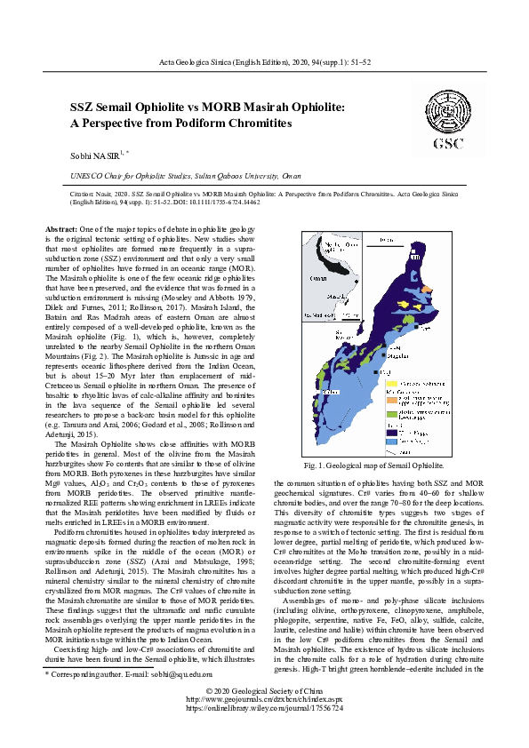 (PDF) SSZ Semail Ophiolite vs MORB Masirah Ophiolite: A Perspective ...