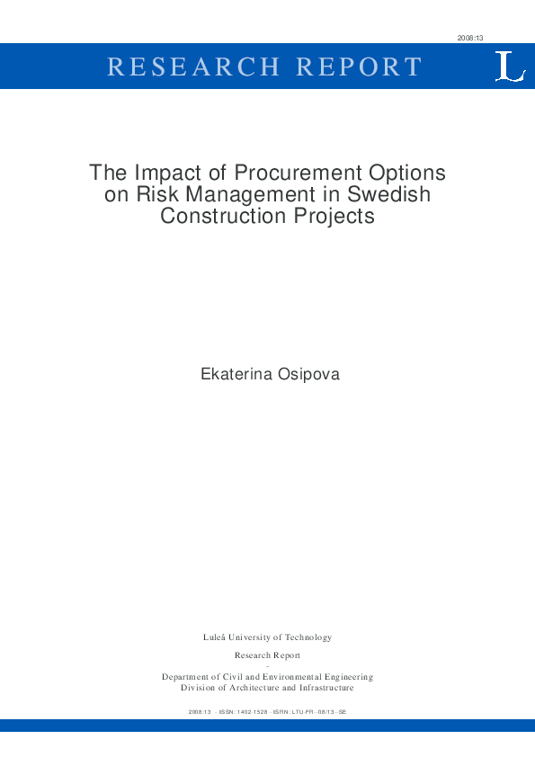 (PDF) The impact of procurement options on risk management in Swedish ...