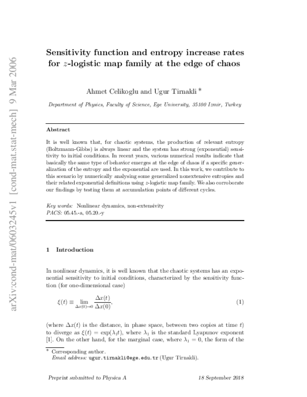 (PDF) Sensitivity function and entropy increase rates for z-logistic ...