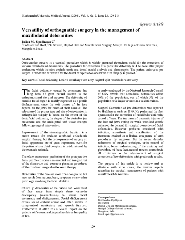 (PDF) Versatility of orthognathic surgery in the management of maxillofacial deformities | dr ...