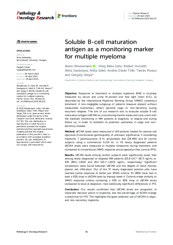 (PDF) Soluble B-cell maturation antigen as a monitoring marker for ...